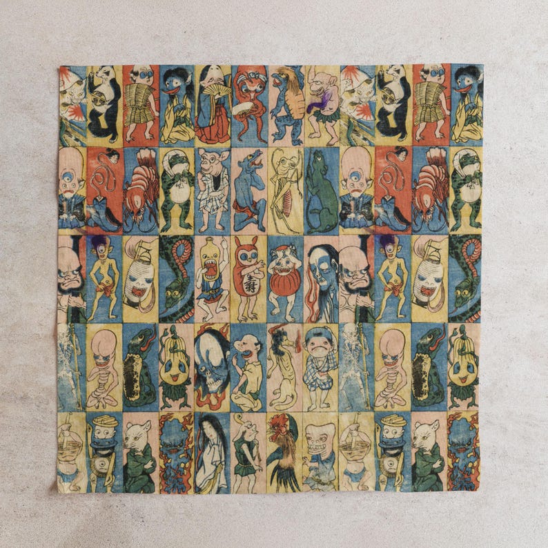 Yokai Monsters Furoshiki Gift Wrap – Vintage Japanese Folklore Print ...