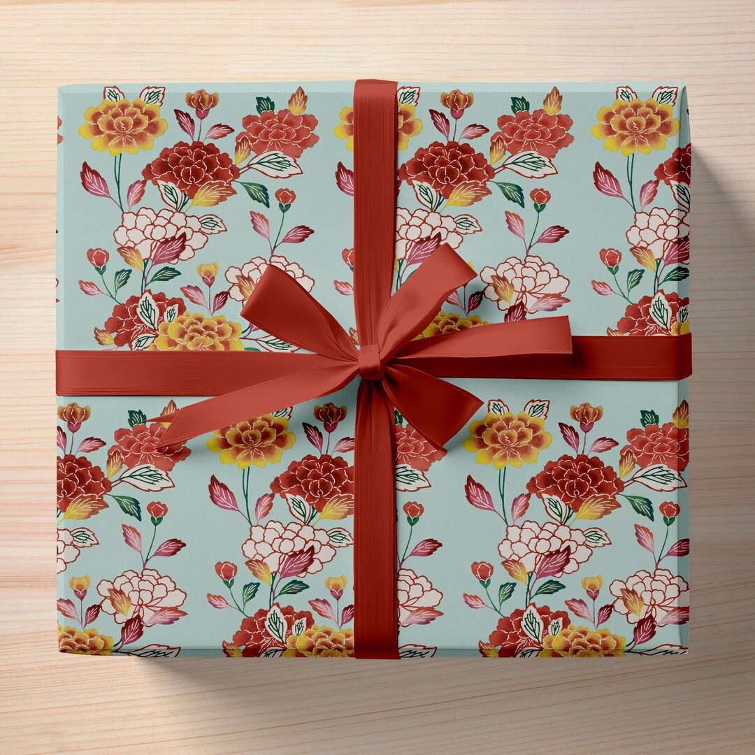Japanese Flower Art Gift Wrap – Bingata Wrapping Paper Roll – Tree ...