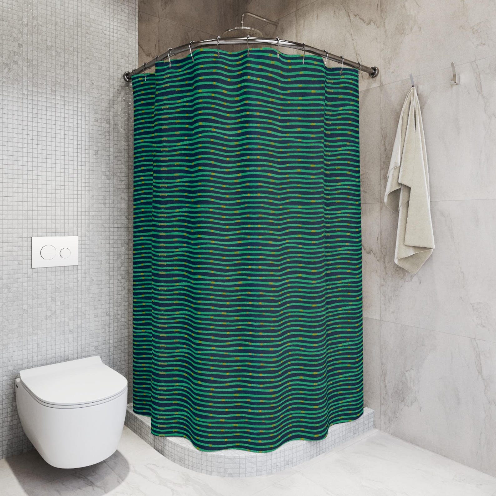 Japanese Shima Shima Shower Curtain – Traditional Striped Pattern ...