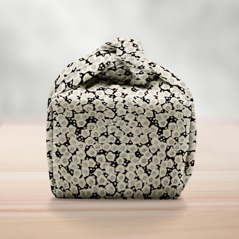 Black & White Flowers Furoshiki Fabric – Beautiful Cotton Gift Wrapping ...