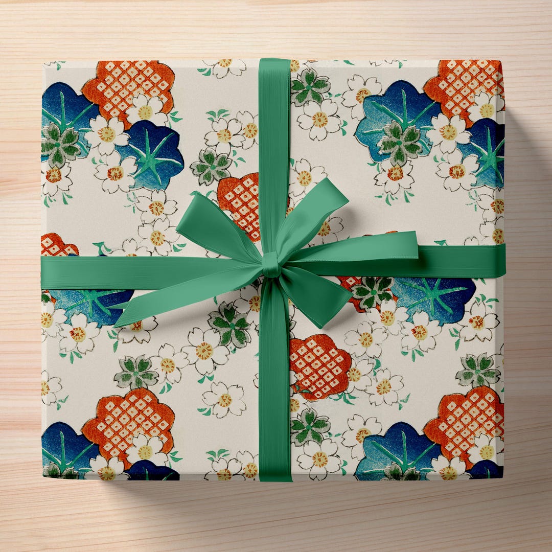 Floral Pattern Wrapping Paper - Japanese Flowers From Shin Bijutsukai ...