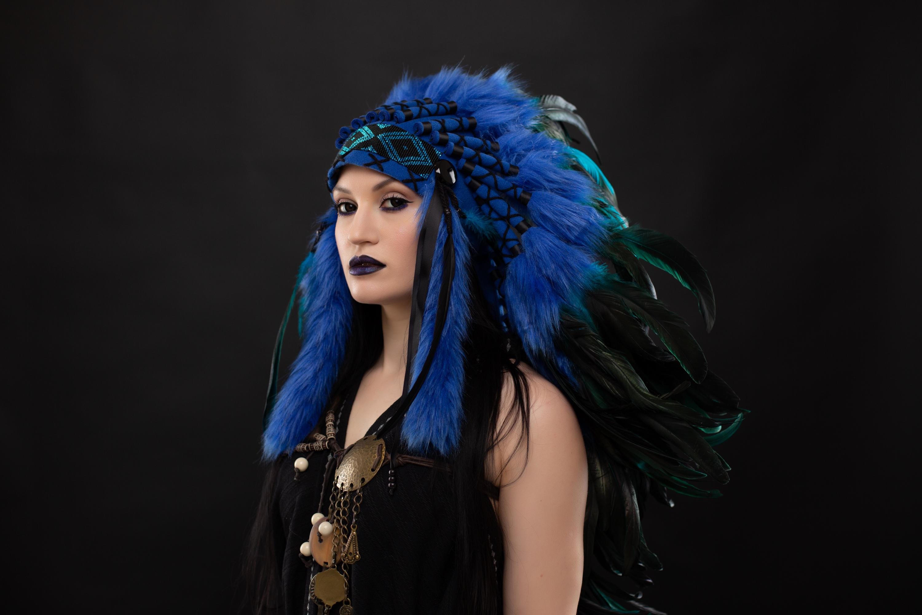 Authentic Indian Headdress – Blue Lagoon Feathered Native American ...