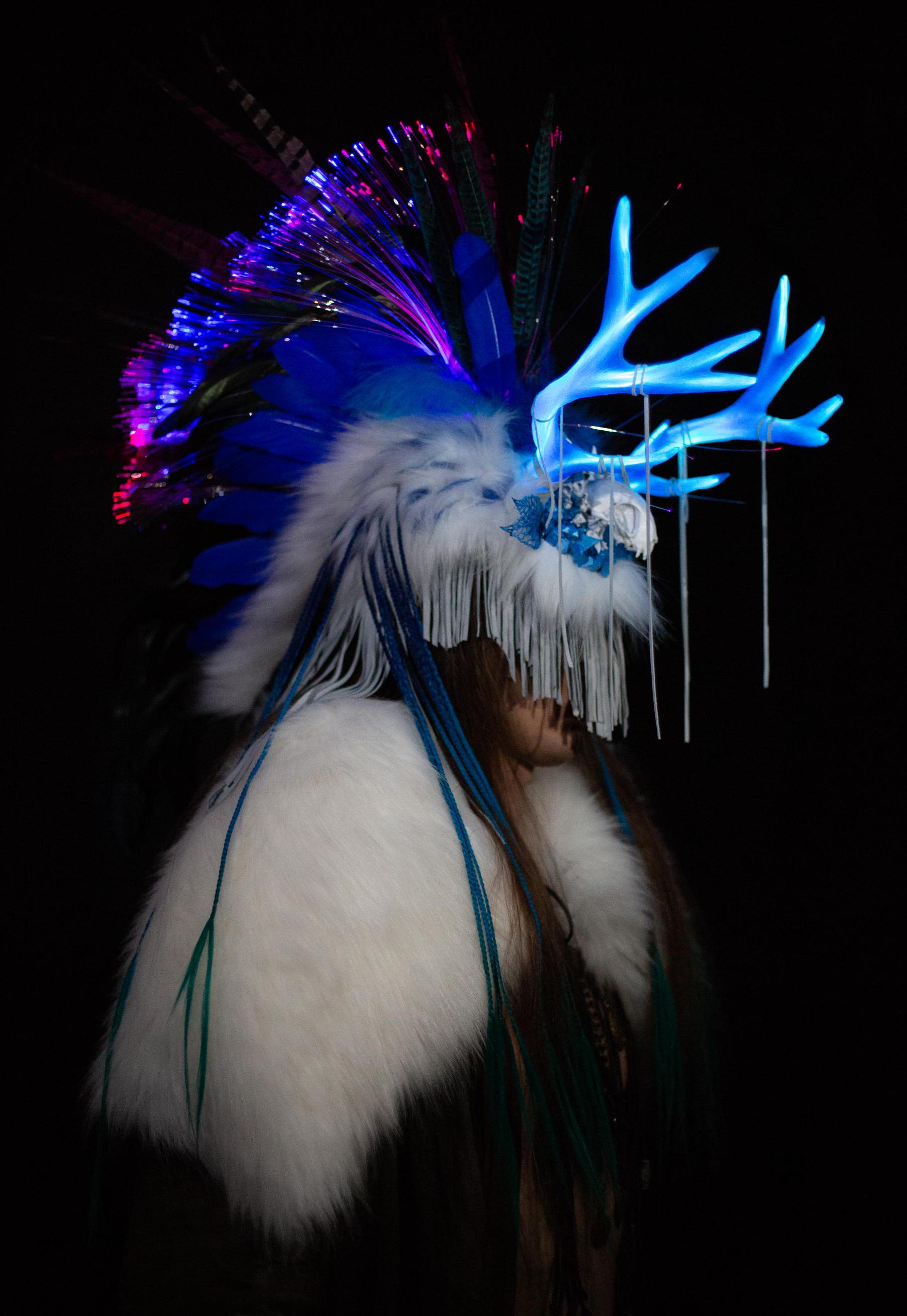 Authentic Shaman Glowing LED Neon Headdress, Shamanic Crown, Headpiece ...