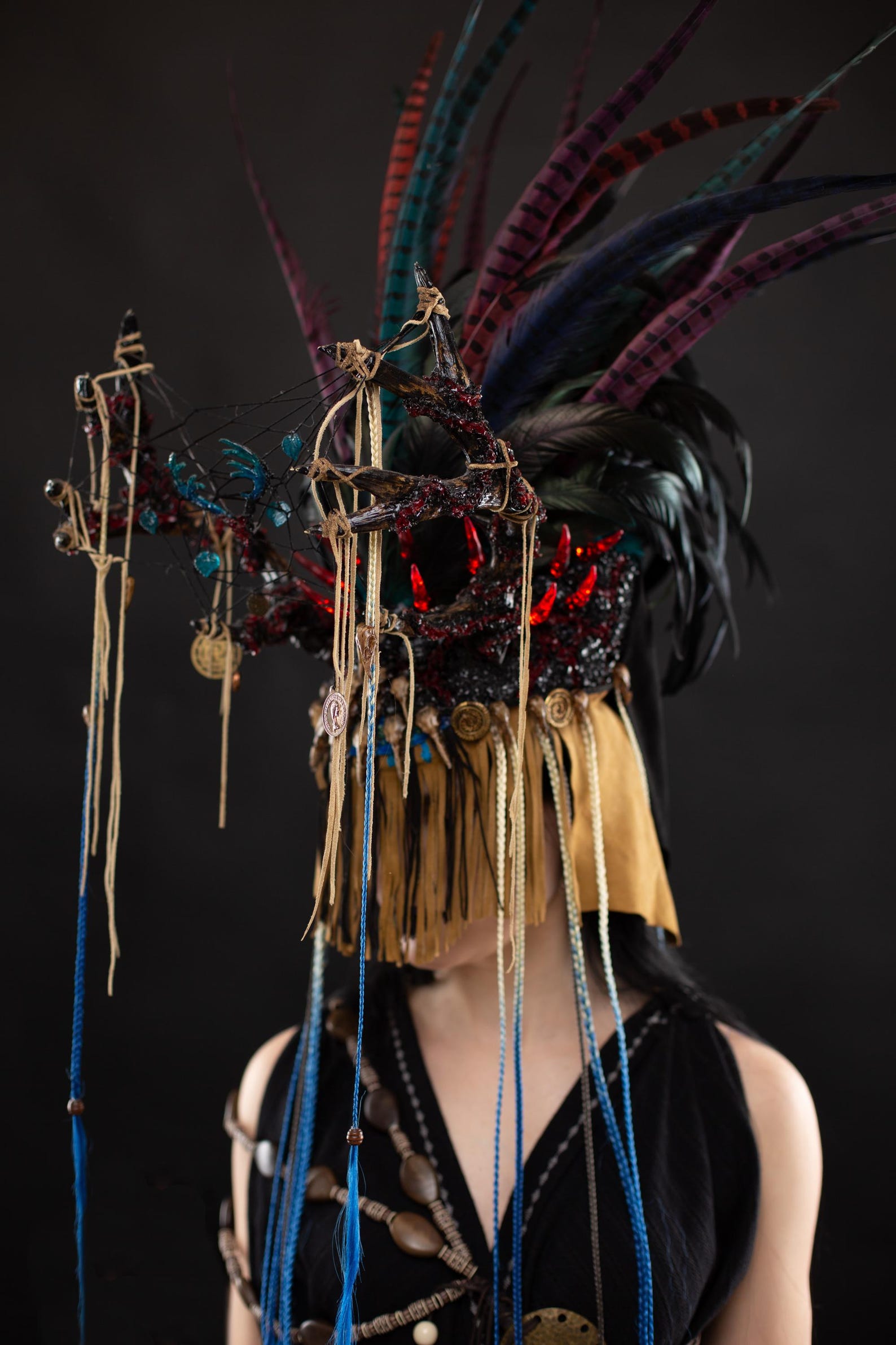 Authentic Shaman Glowing LED Neon Headdress, Shamanic Crown, Headpiece ...