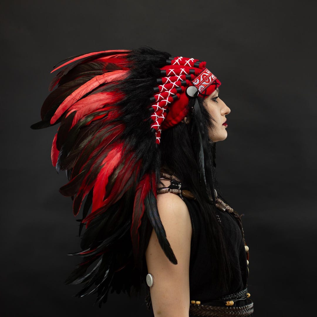 Authentic Indian Headdress – Heart of Volcano Feathered Native American ...