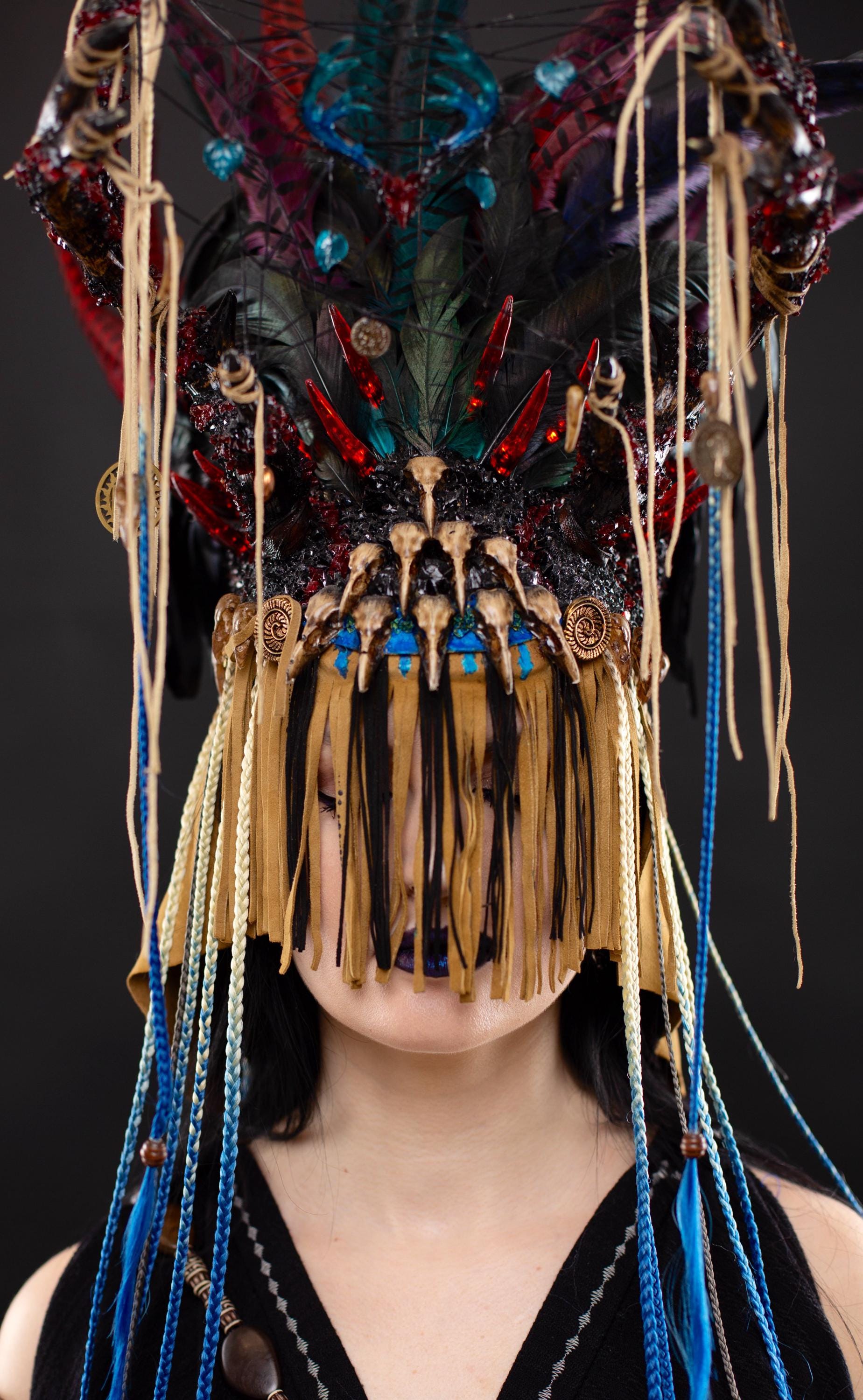 Authentic Shaman Glowing LED Headdress, Shamanic Crown, Headpiece for ...