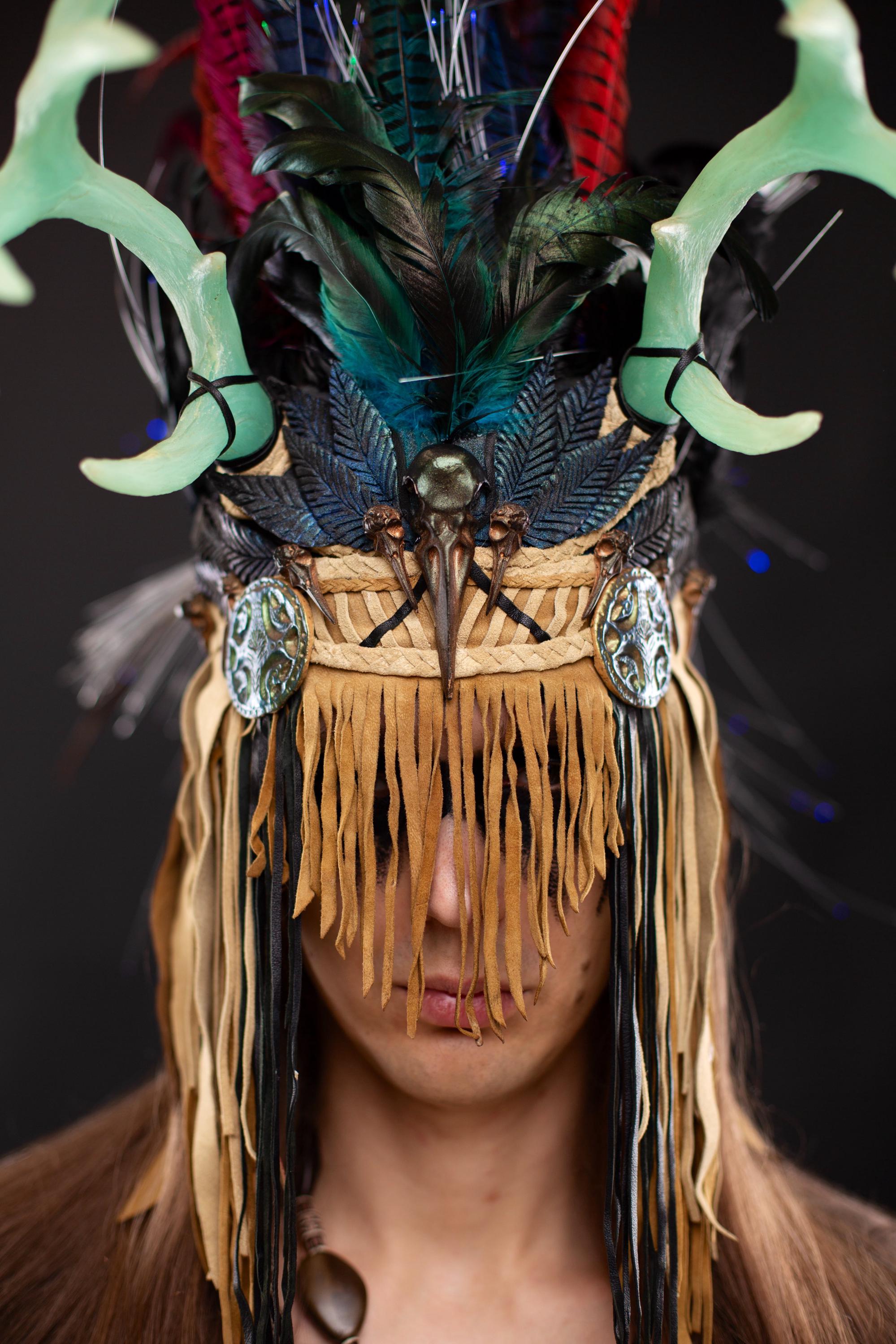 Authentic Shaman Glowing LED Neon Headdress, Shamanic Crown, Headpiece ...