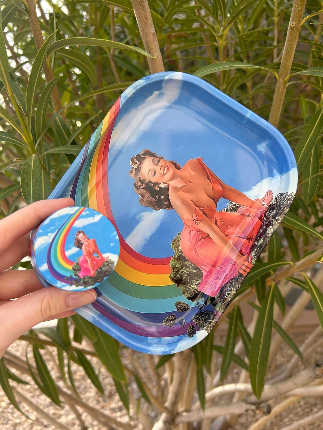 Rainbow Rolling Tray and Grinder Set, Girly Tray and Grinder, Tray With ...