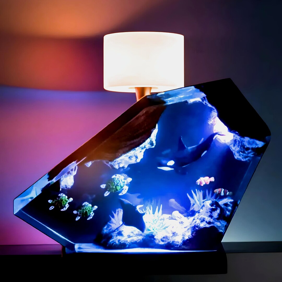 Whales and Turtle Resin Night Lights ,resin Ocean Lamp,handcrafted Home ...