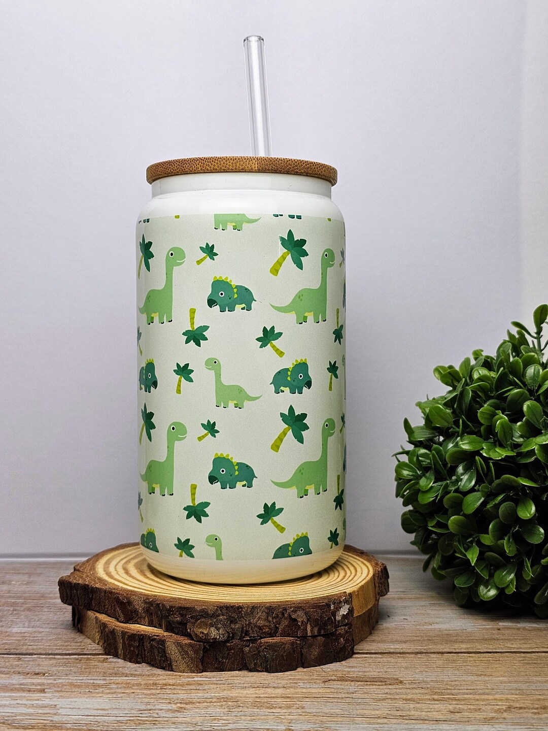 Green Tumbler, Dinosaur Glass Cup, Dinosaur Gift for Kids, Animal ...