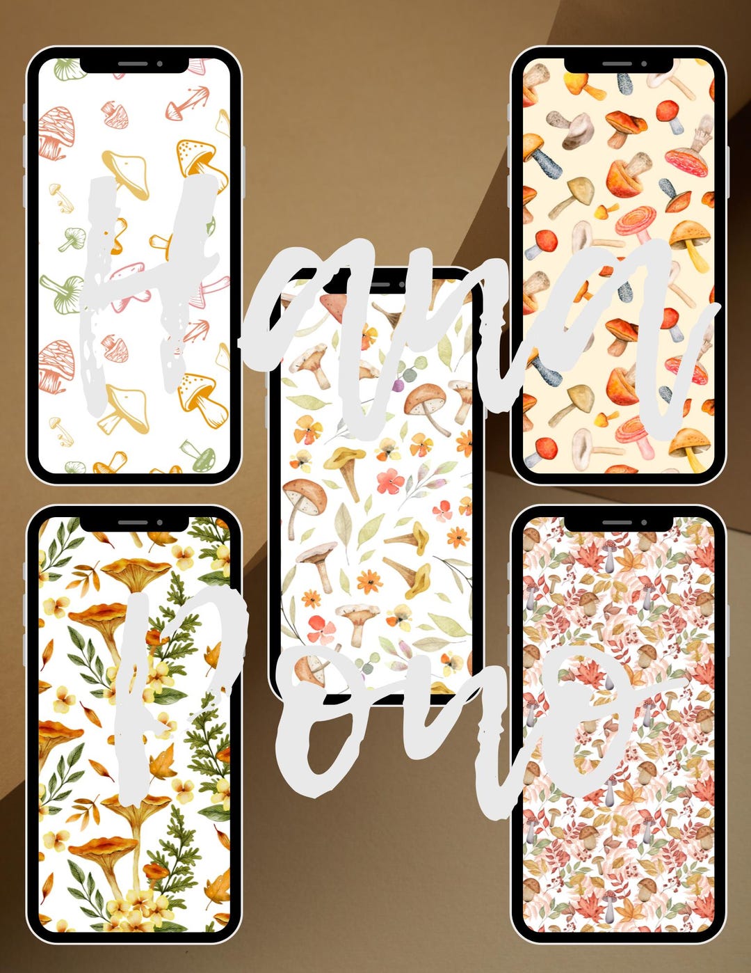 Mushroom Phone Wallpaper, Colorful Phone Wallpaper, Vintage Inspired ...