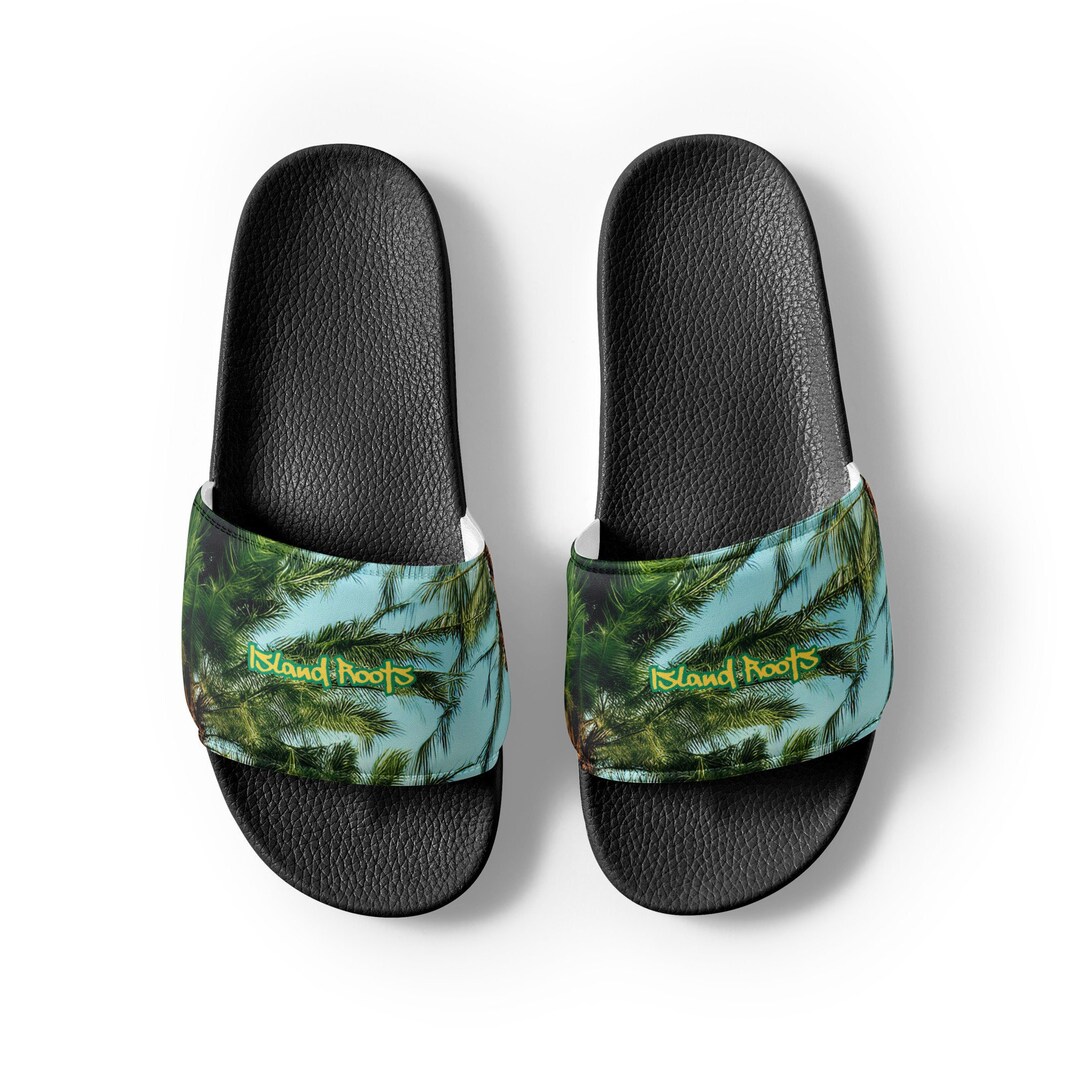 Palm Trees Design Slides Sandals/ Island Roots Brand - Etsy