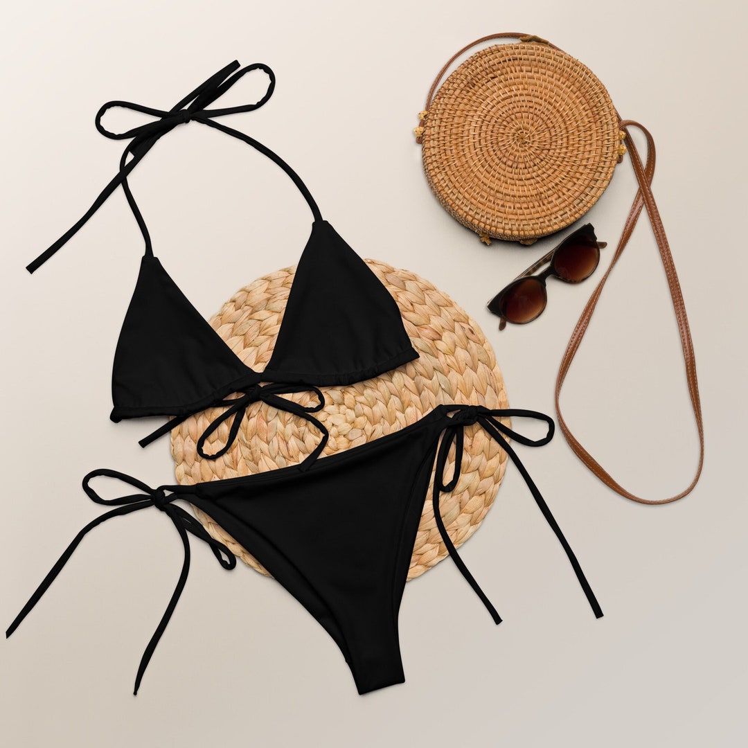 Black and Elegance Bikini Set String Island Roots Design Brand - Etsy