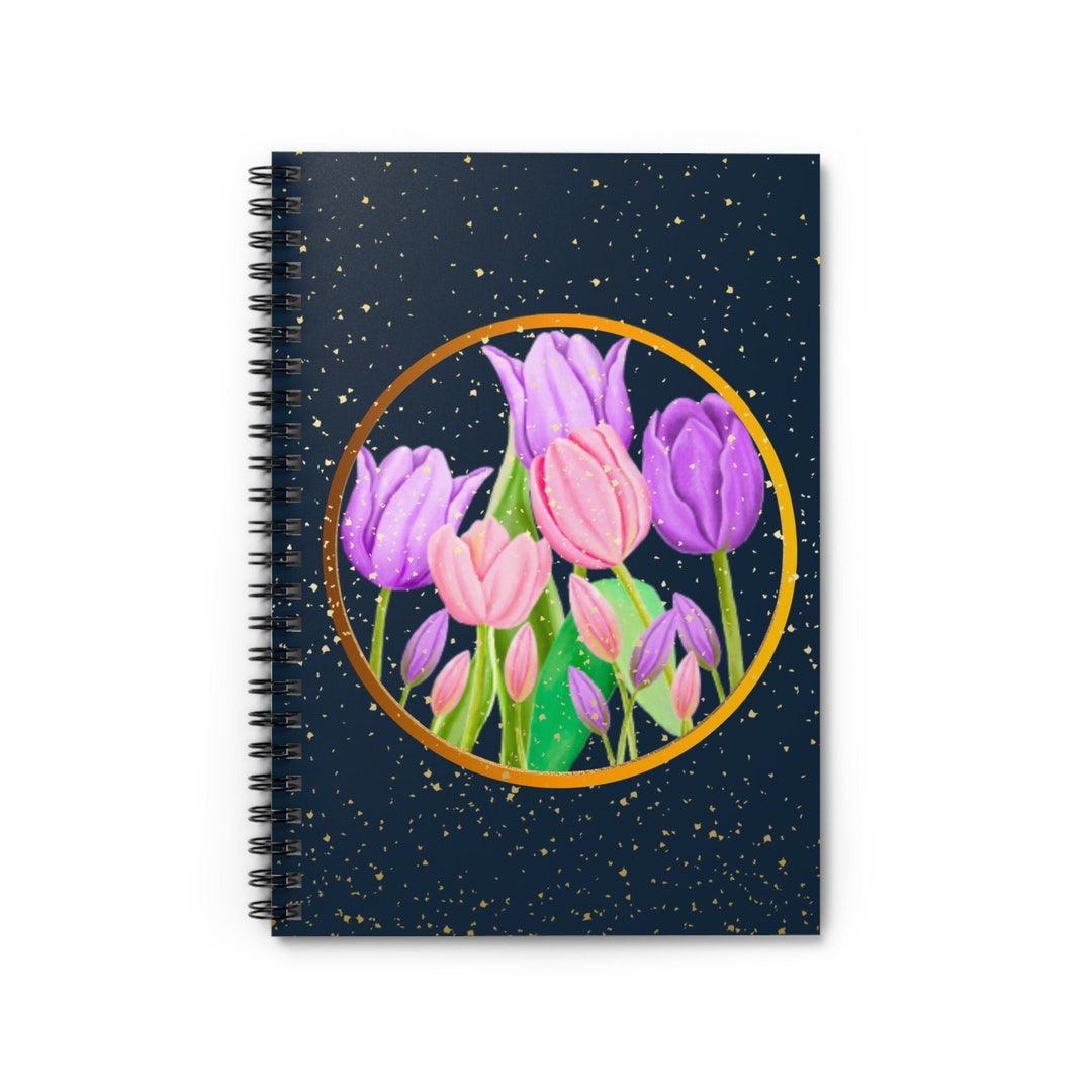 Cute Floral, Tulips Spinal Notebook, Botanical Anatomy Notebook ...