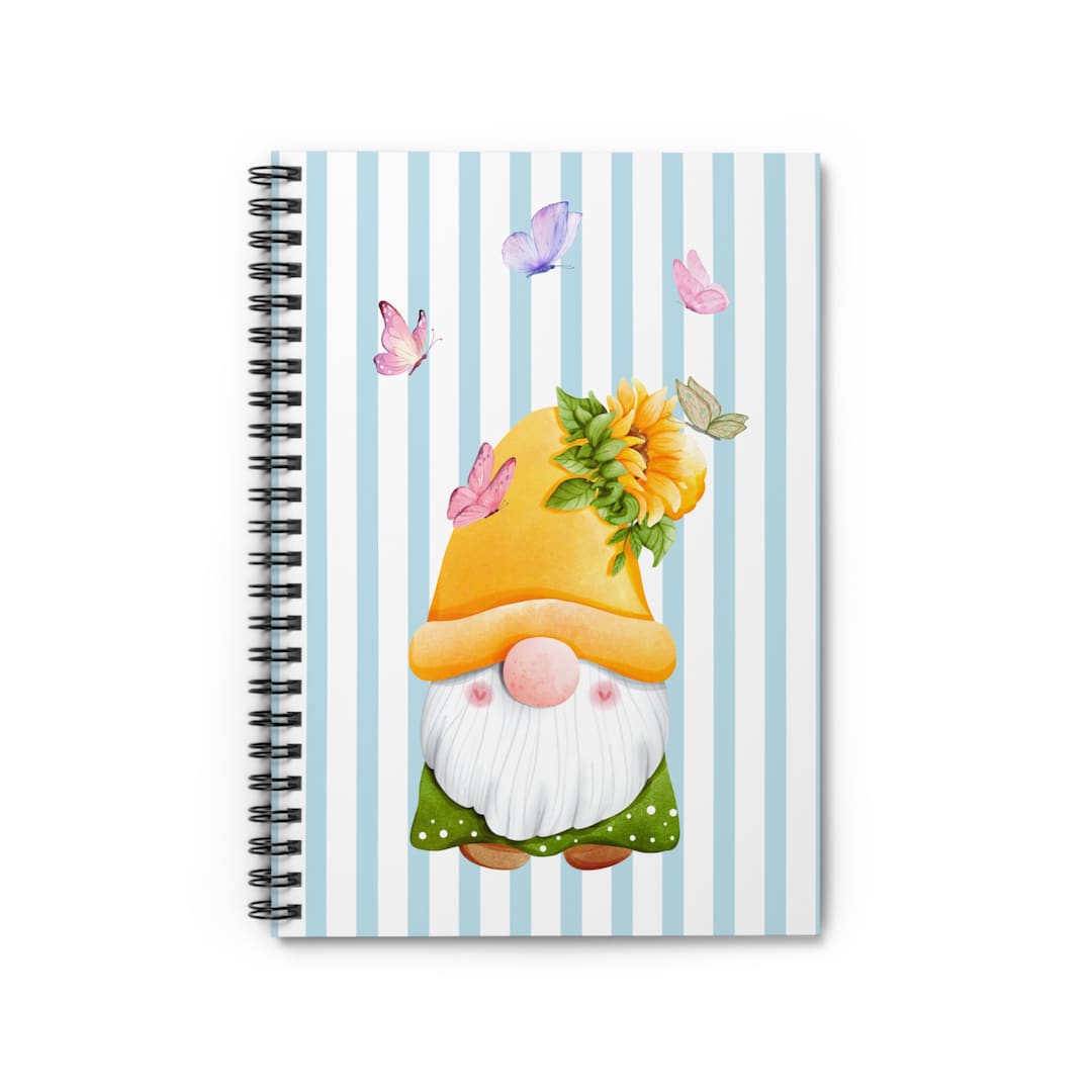 Cute Journal Gnome Flower Notebook Butterflies Spinal Notebook Gnome ...