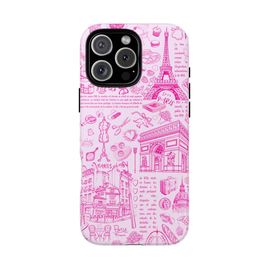 Pink Parisian Chic Phone Case, Eiffel Tower Tough Case - Etsy
