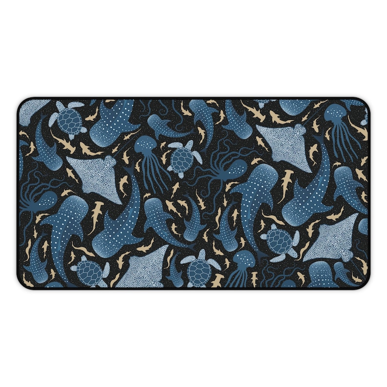 Ocean Life Desk Mat: Whale Shark, Turtle & Jellyfish - Neoprene Desk ...