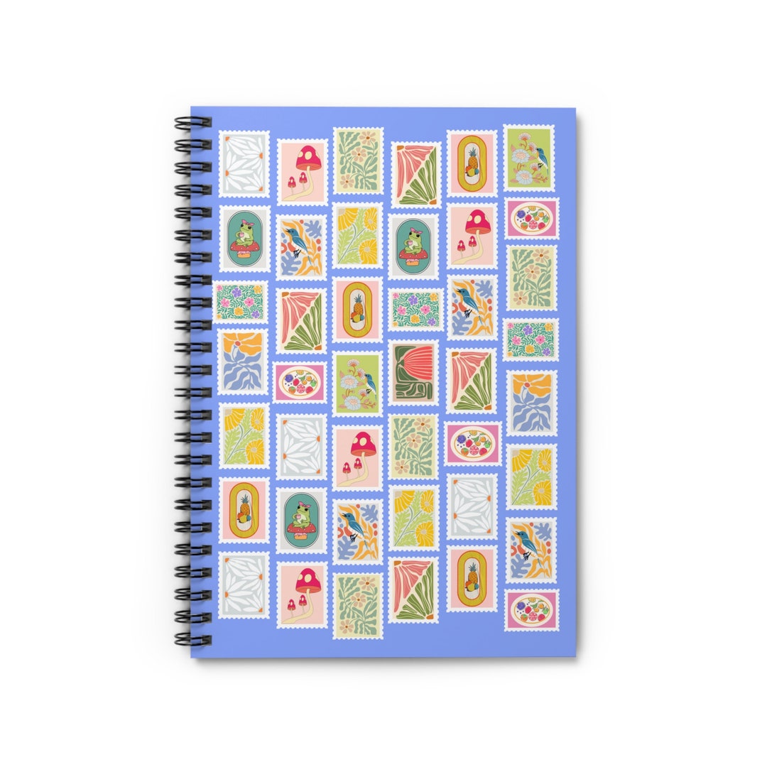 Stamp Collages Notebook Retro Journal Cute Groovy Notebook Floral ...
