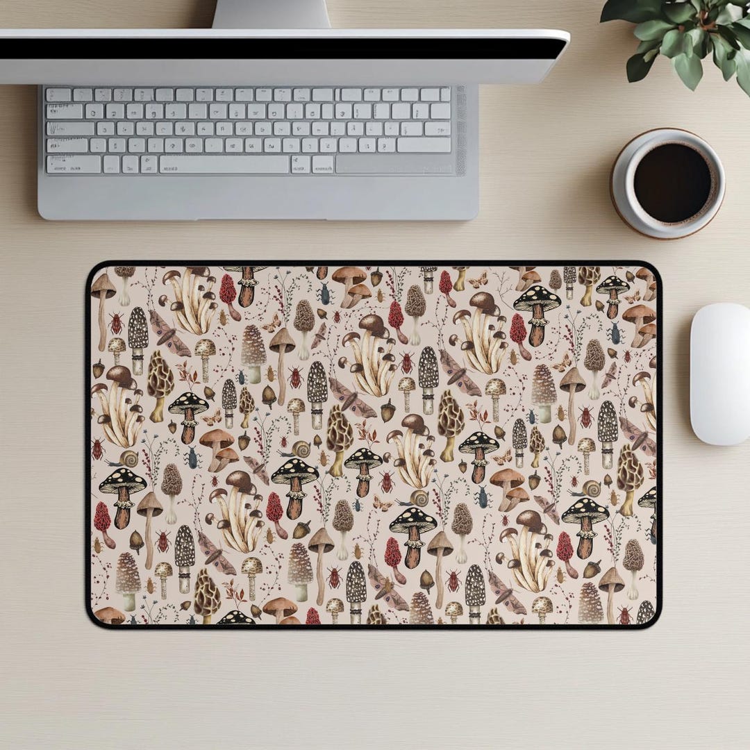 Mushroom Desk Mat, Insect Cottagecore Mousepad - Etsy