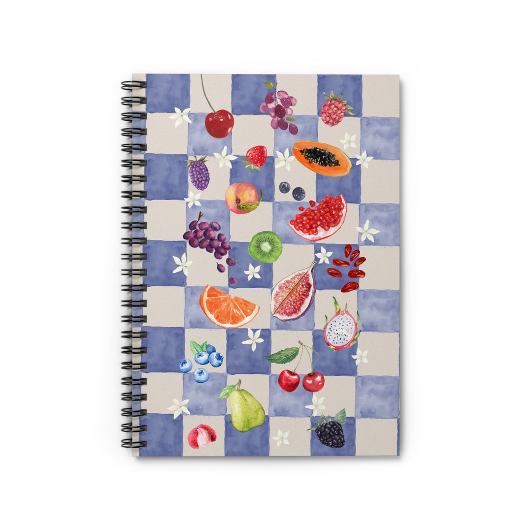 Fruit Notebook Cute Aesthetic Journal Checkered Notebook Berries ...