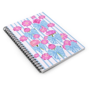 Floral Notebook Bow Journal Cute Notebook Pink Journal Blue Aesthetic ...