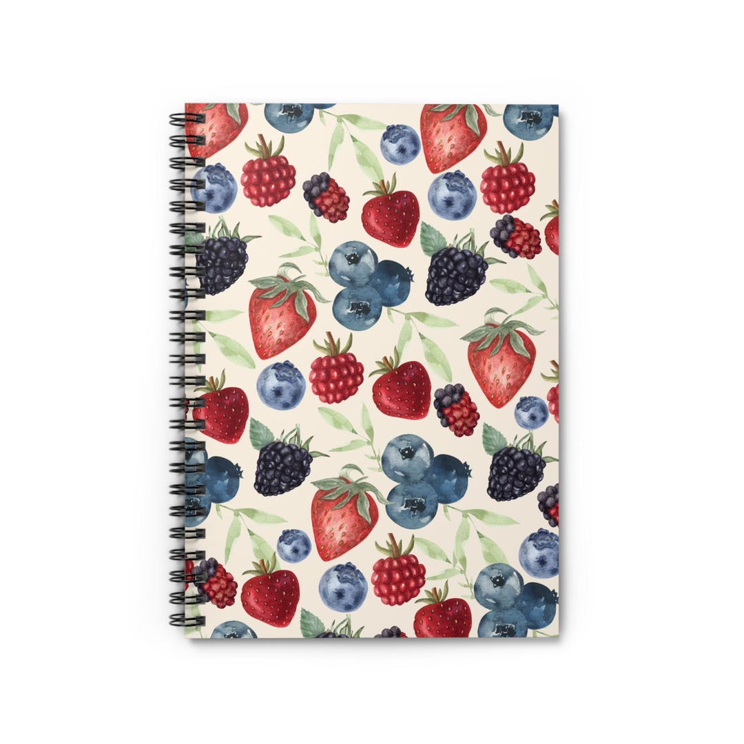 Watercolor Berry Spiral Notebook, Ruled Line Journal - Etsy