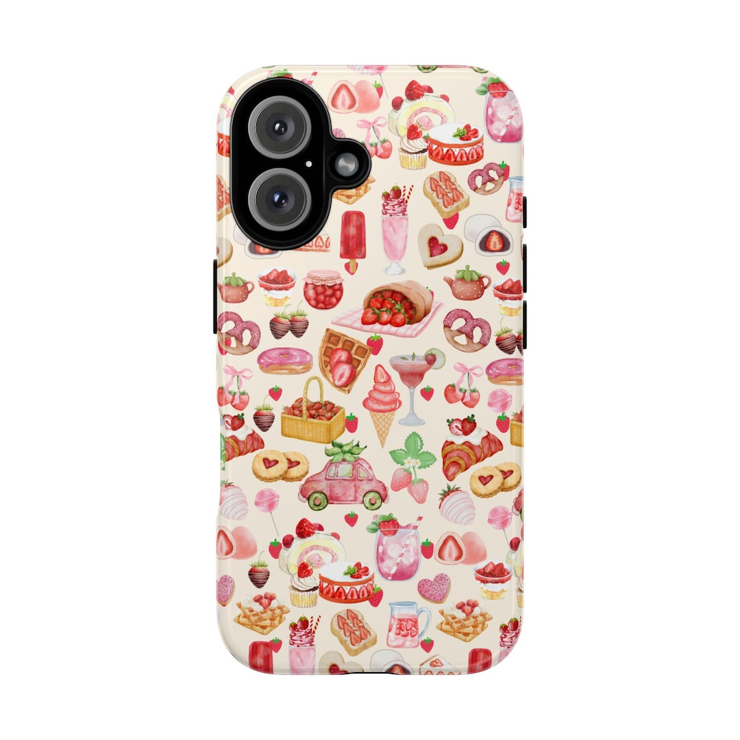 Strawberry Dessert Phone Case: Pink Foodie Design - Etsy