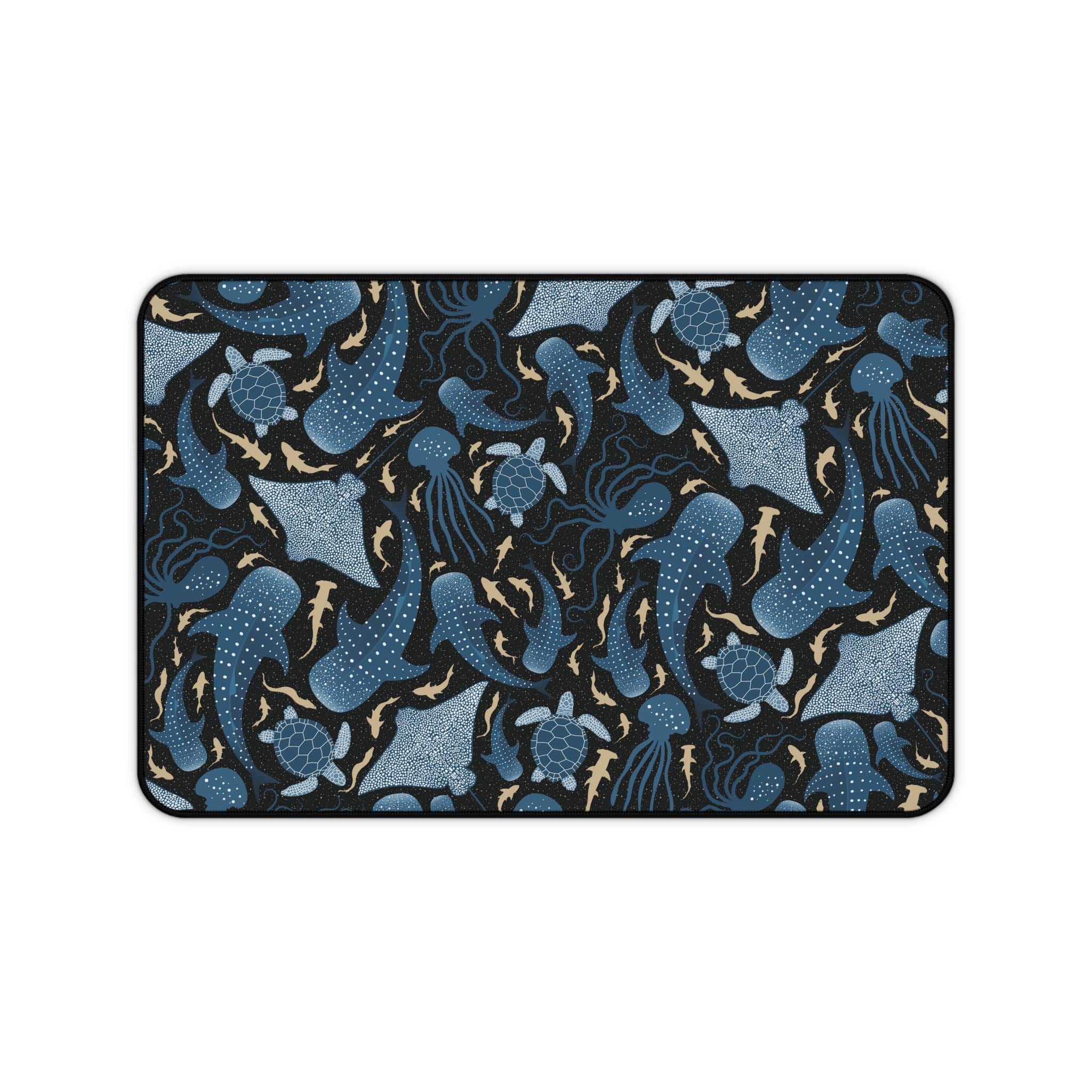 Ocean Life Desk Mat: Whale Shark, Turtle & Jellyfish - Neoprene Desk ...