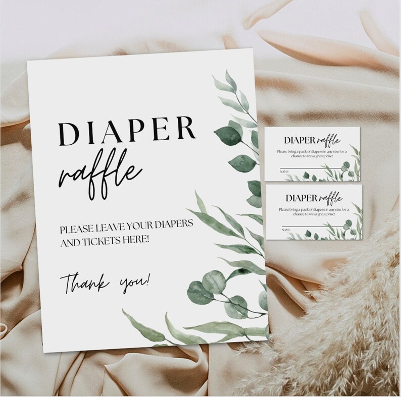 Diaper Raffle Sign and Tickets, Baby Shower Diaper Raffle Game, Baby ...