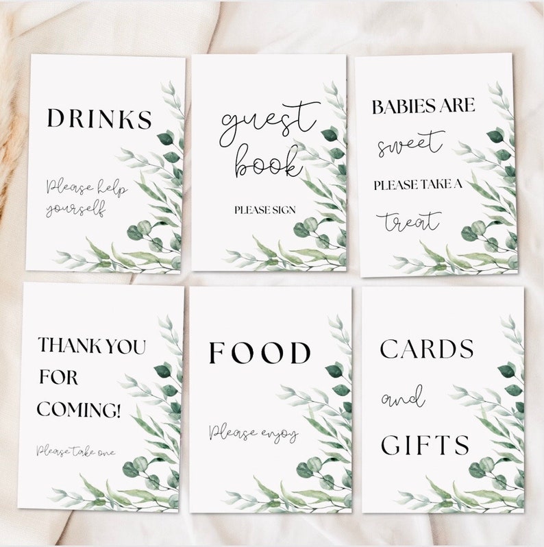 Baby Shower Sign Bundle, Greenery Baby Shower Signs, Boho Baby Shower ...