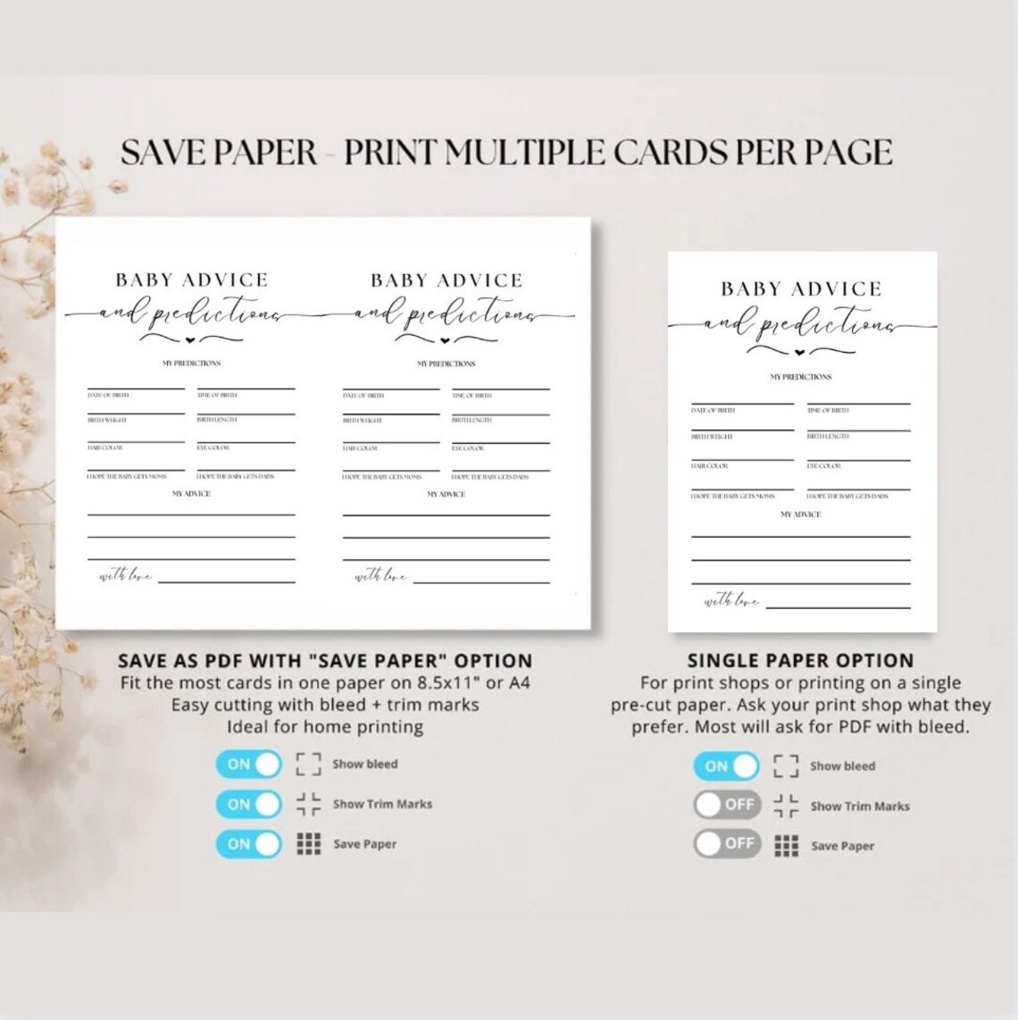 Baby Advice and Predictions Sign and Cards, Baby Shower Games, Advice ...