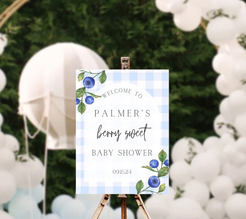 Berry Sweet Baby Shower Welcome Sign, Editable Berry Baby Shower ...