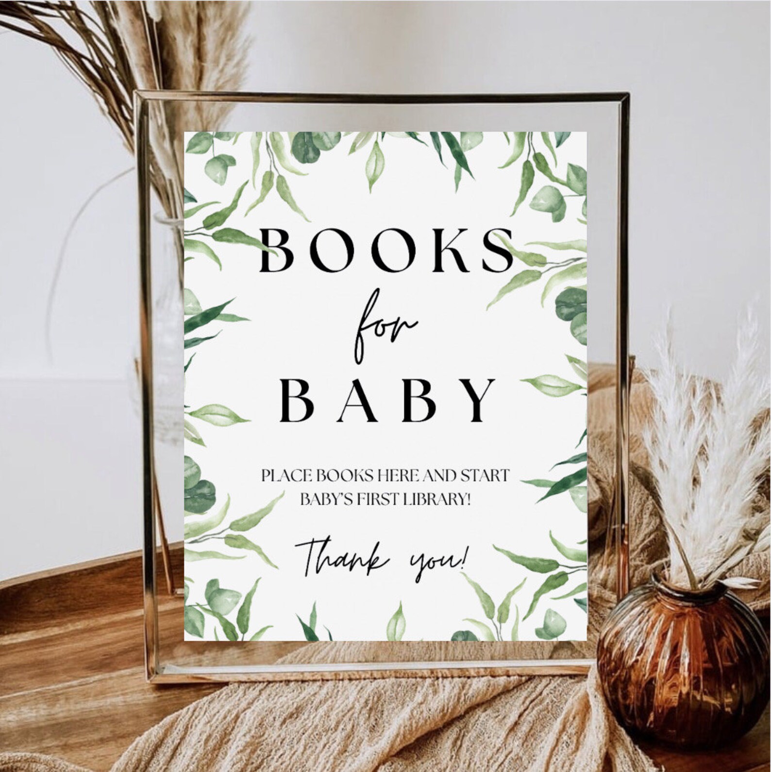 Greenery Books for Baby Sign, Boho Books for Baby Sign, Printable Baby ...