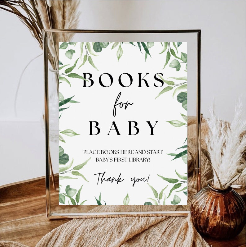 Greenery Books for Baby Sign, Boho Books for Baby Sign, Printable Baby ...
