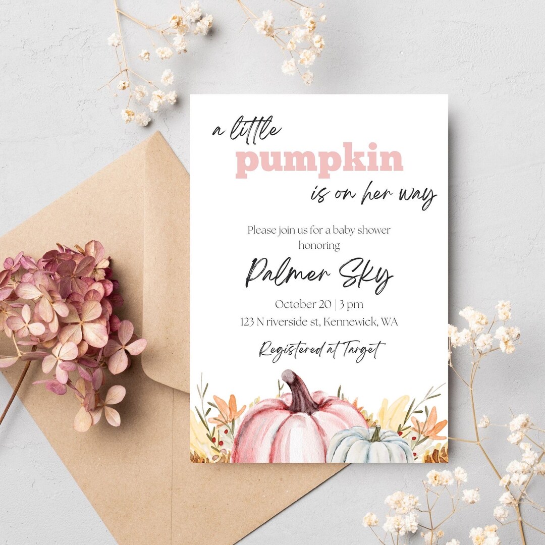 A Little Pumpkin Baby Shower Invitation, Editable Pumpkin Baby Shower ...