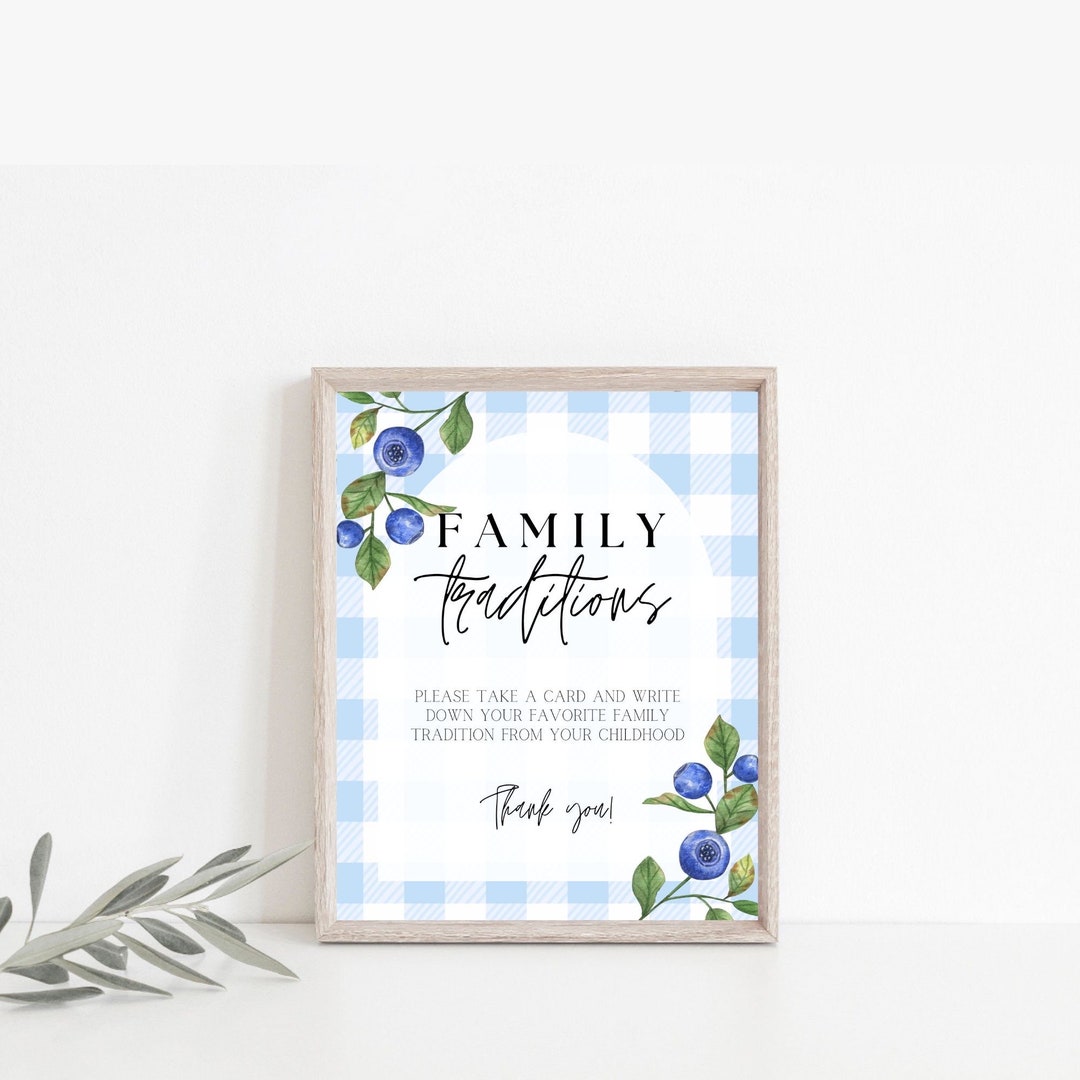 Berry Sweet Family Traditions Sign and Cards, Baby Shower, Share a ...