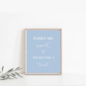 Minimalist Blue Baby Shower Sign Bundle, Baby Shower Table Signs, Books ...