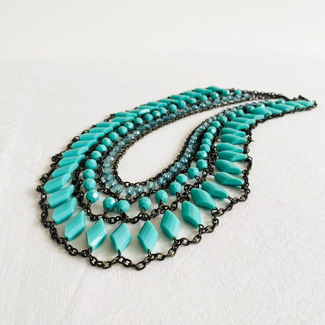 Vintage 1950s Turquoise Blue Collar Necklace - Etsy