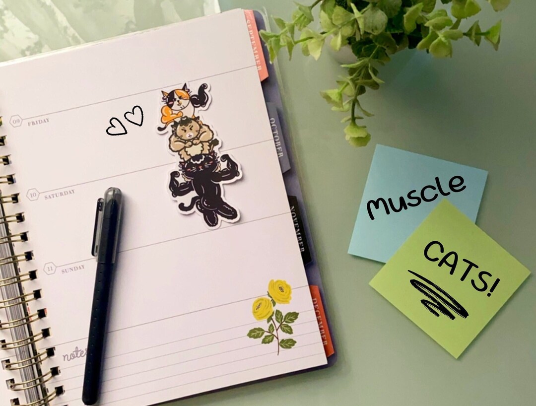 Muscle Cats Trio Sticker Cute Cat Sticker Vinyl Waterproof Sticker for ...