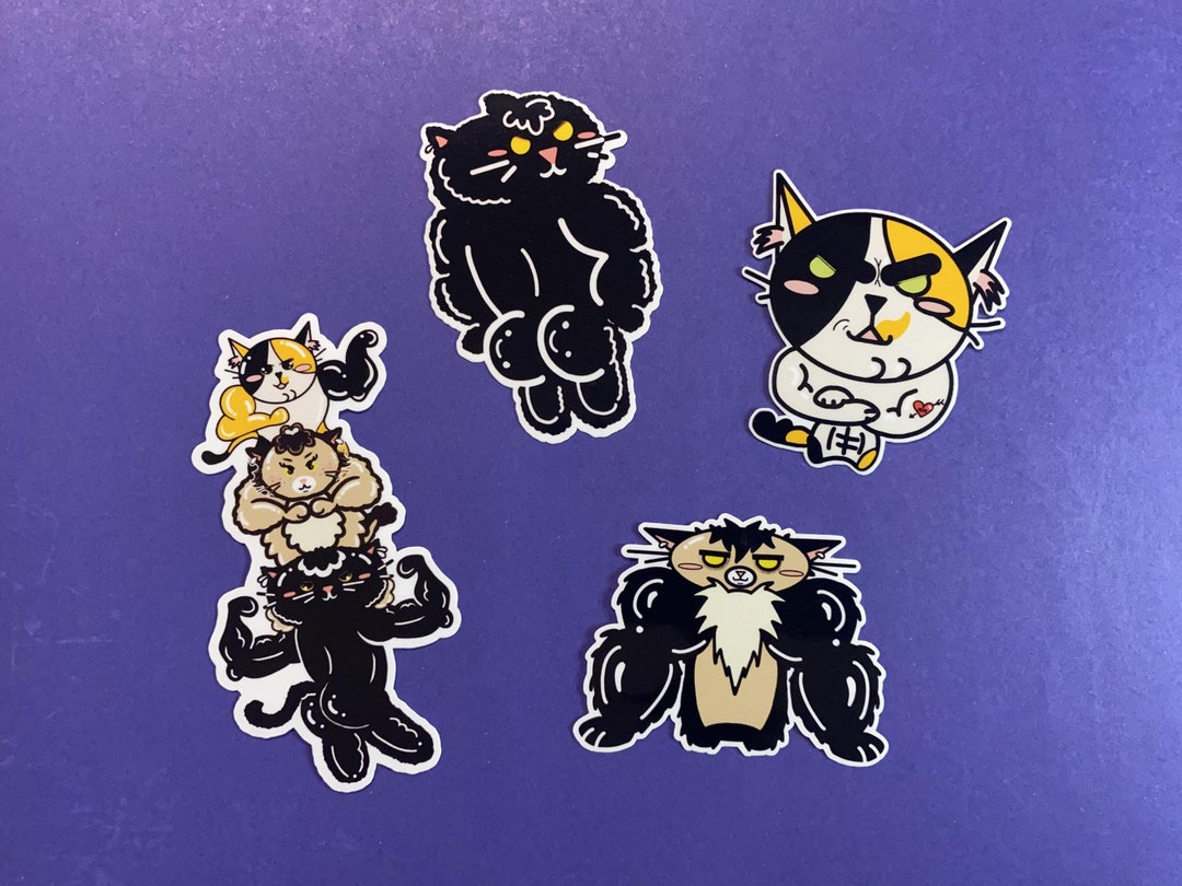 Muscle Cats Sticker Bundle | Funny Laminated Waterproof Stickers | Gym ...