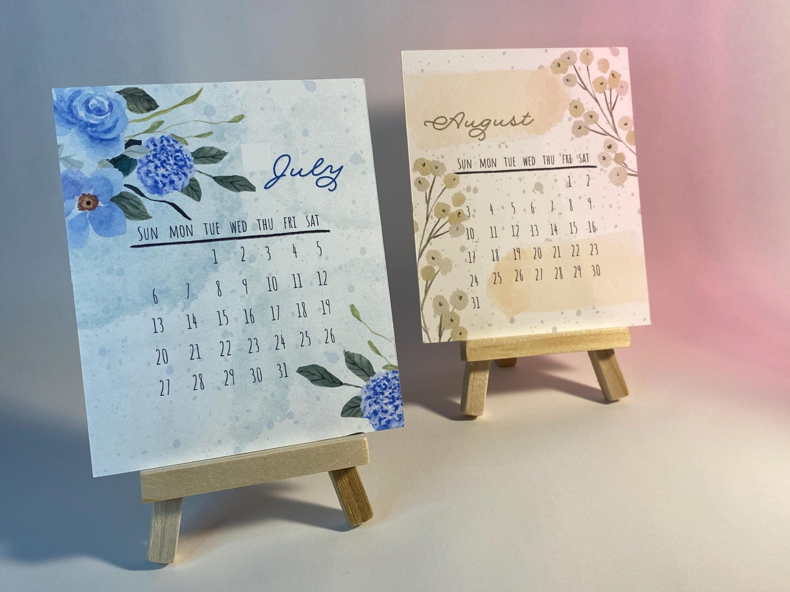 2025 Desk Calendar With Mini Wood Easel | 12 Month Calendar, Monthly ...