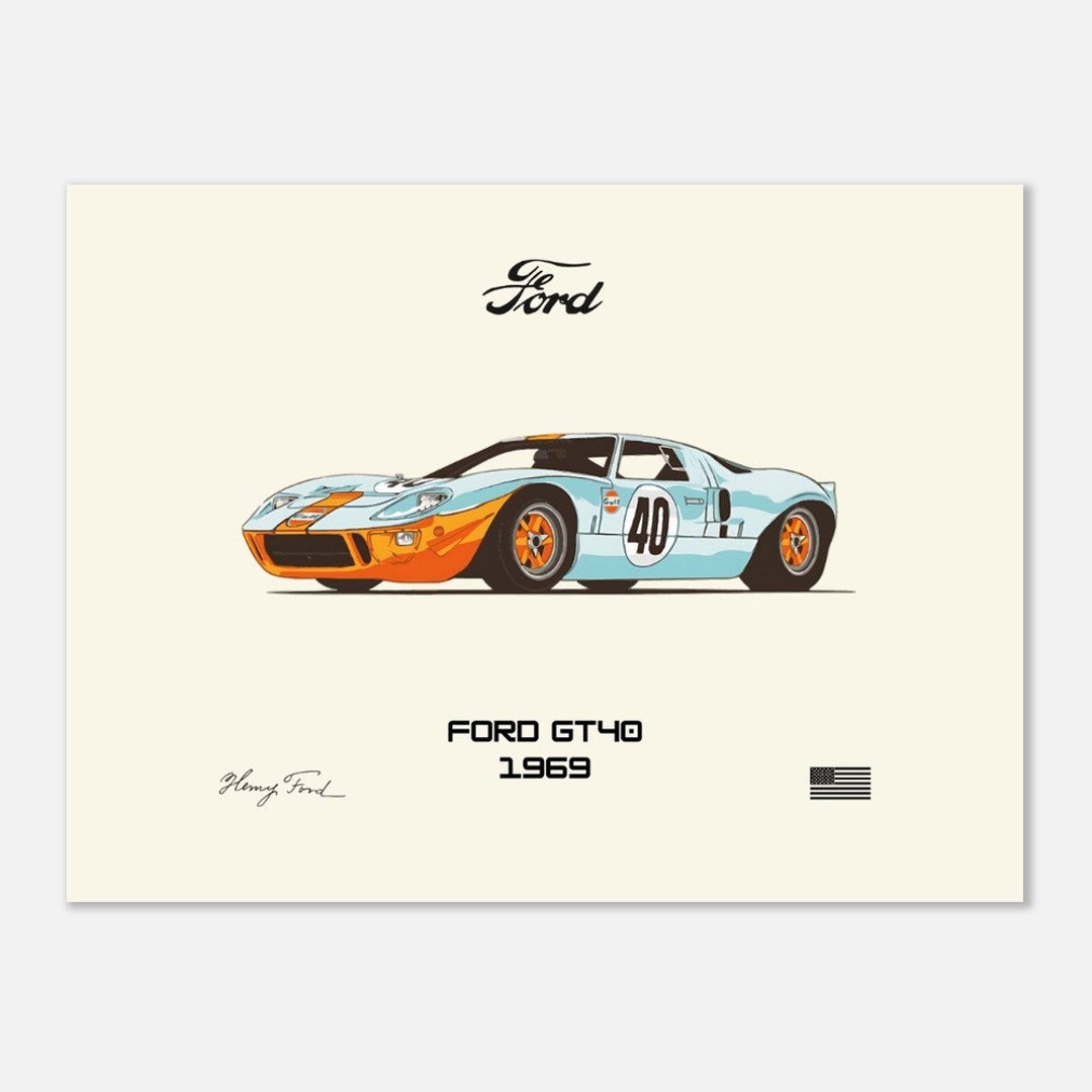 Ford Wall Art Ford GT40 Poster, Dad Gift, Garage Wall Art, Car Poster ...