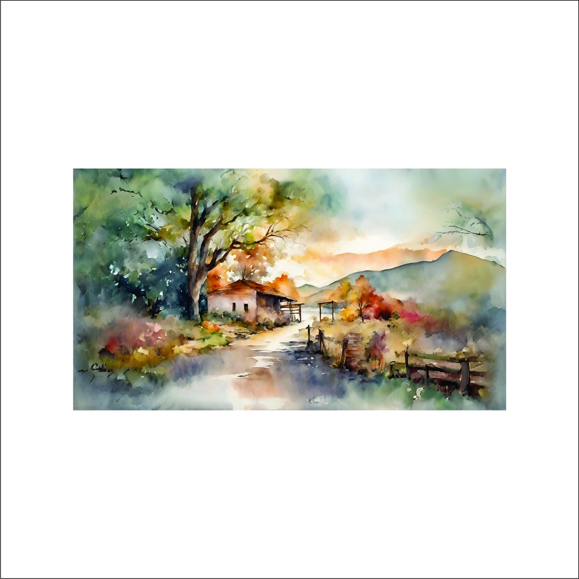 Countryside Landscape Art Art Print Digital Download Printable - Etsy