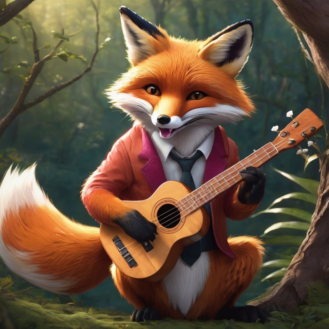 Fox Playing Guitar Art AI Generated Art Print Digital Download ...