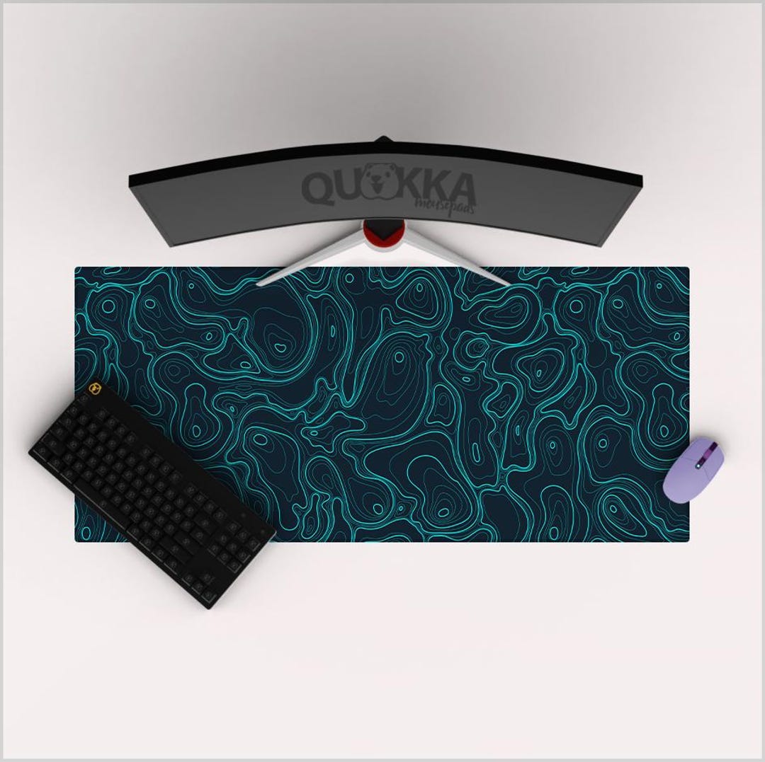 Contour Topographic Map Navy-aqua Mousepad Deskmat - Etsy