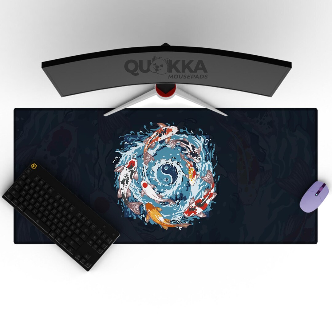 Koi Fish Swimming Upstream Yin Yang Design (square) Mousepad Deskmat - Etsy