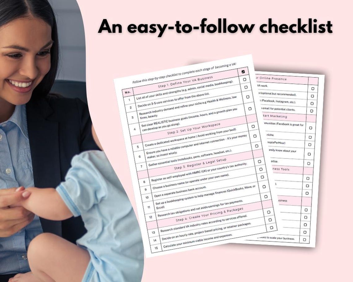 Virtual Assistant Starter Checklist: Step-by-step VA Guide (digital ...