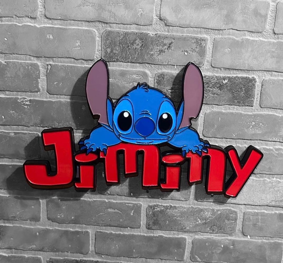 2D Custom Lilo and Stich Name Sign Wooden Carved Character Name Sign ...