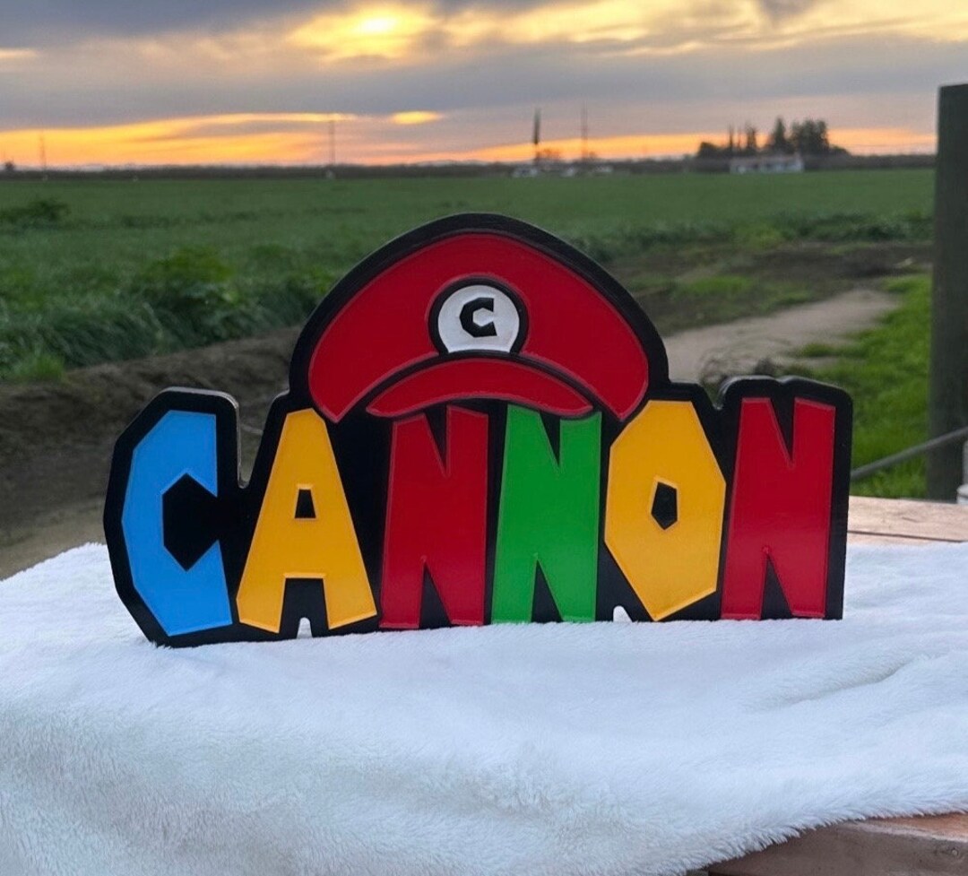 SUPER MARIO Hat With Name 2D Sign Personalized Single Name Board Door ...