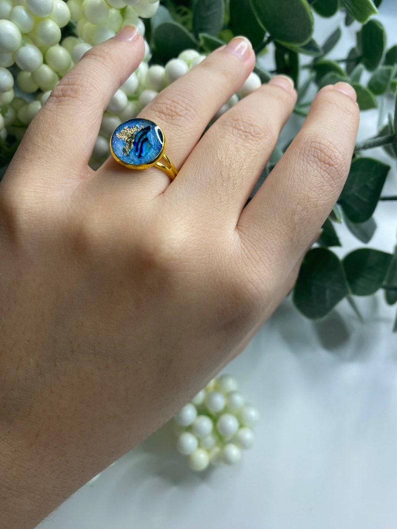 Blue Seashell Ring, Unique Gift for Her Birthday, Resin Jewelry ...